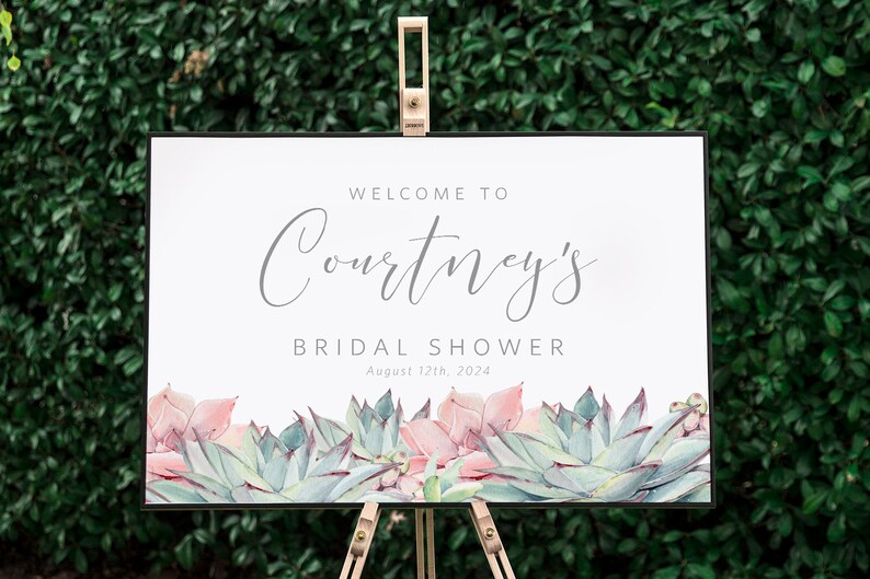 Succulent Welcome Sign Poster, Shower Welcome Sign, Floral Welcome Sign ...
