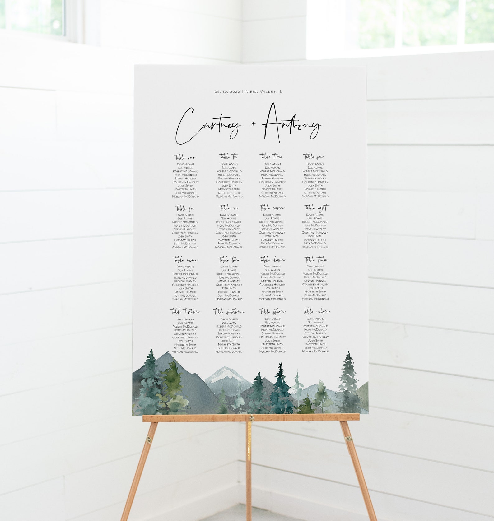 Mountain Wedding Seating Chart, Printable Table Seating Chart, Pine ...