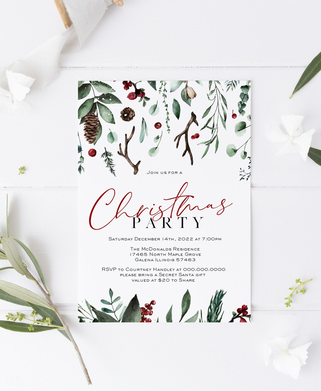 Christmas Invitation Printable, Holiday Invitation, Christmas Party ...