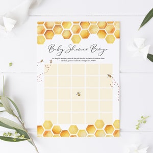 Bee Baby Bingo, Baby Shower Game, Honeybee Printable Bingo Cards ...