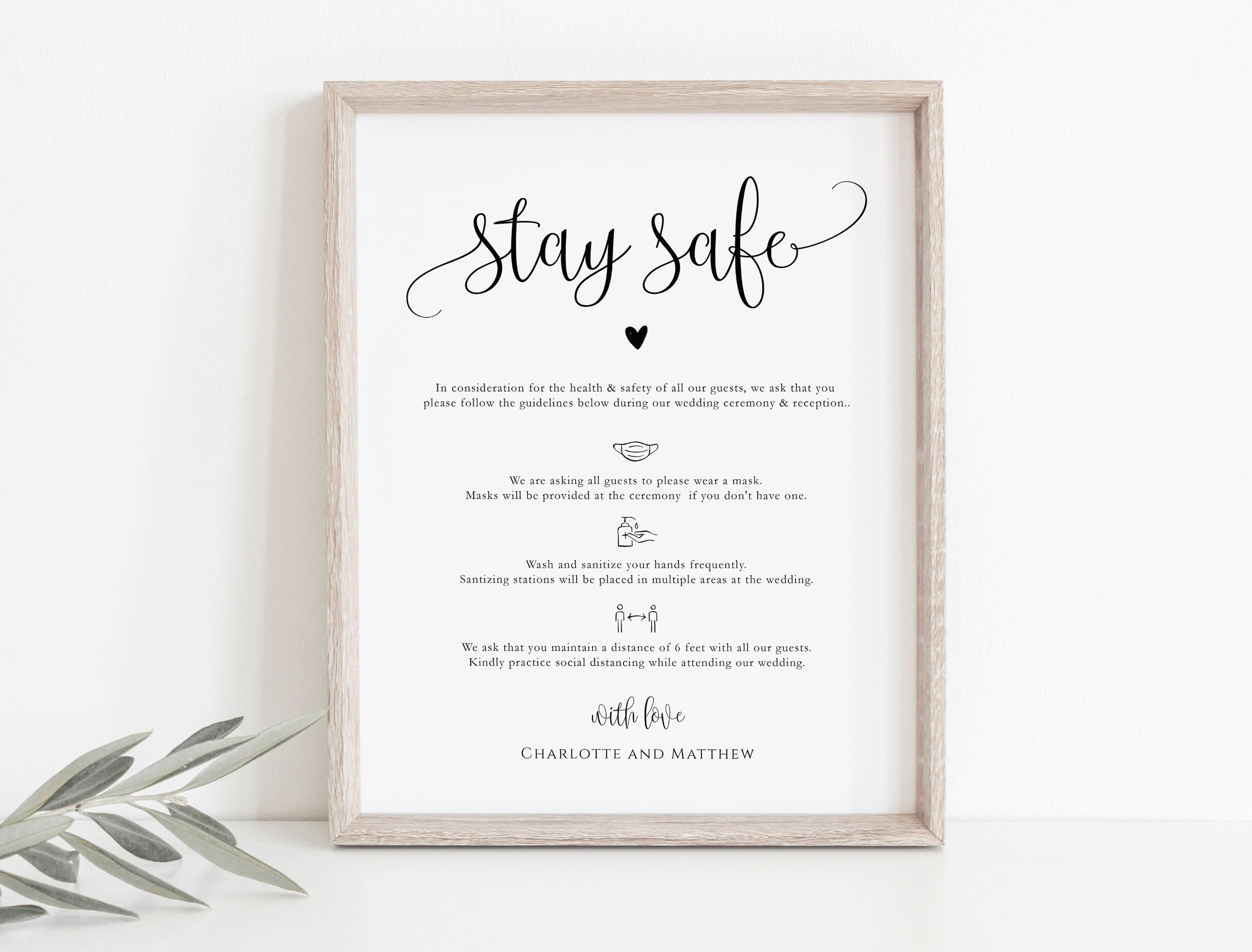 Wedding Stay Safe Card Covid Wedding Guildlines 2 Sizes | Etsy