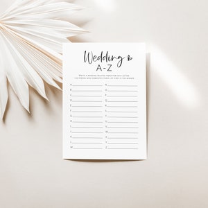 Wedding A-Z Game, Alphabet Wedding Item Game, Minimalist Bridal A-Z ...