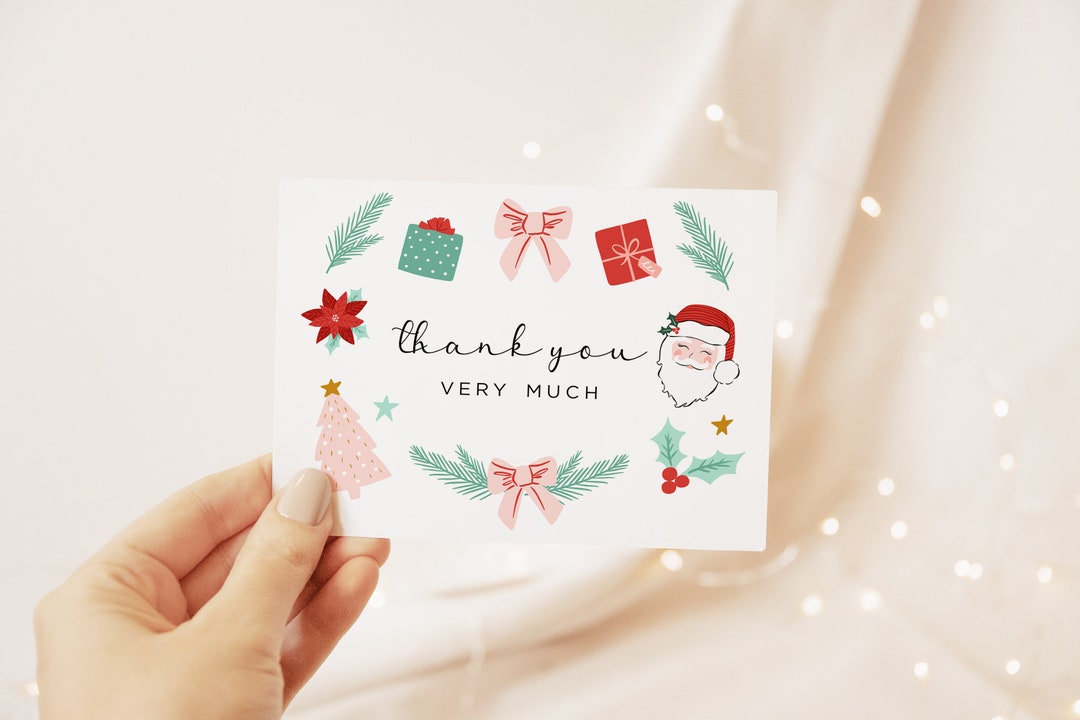 Christmas Thank You Card, Holiday Thank You Card, Instant Download ...