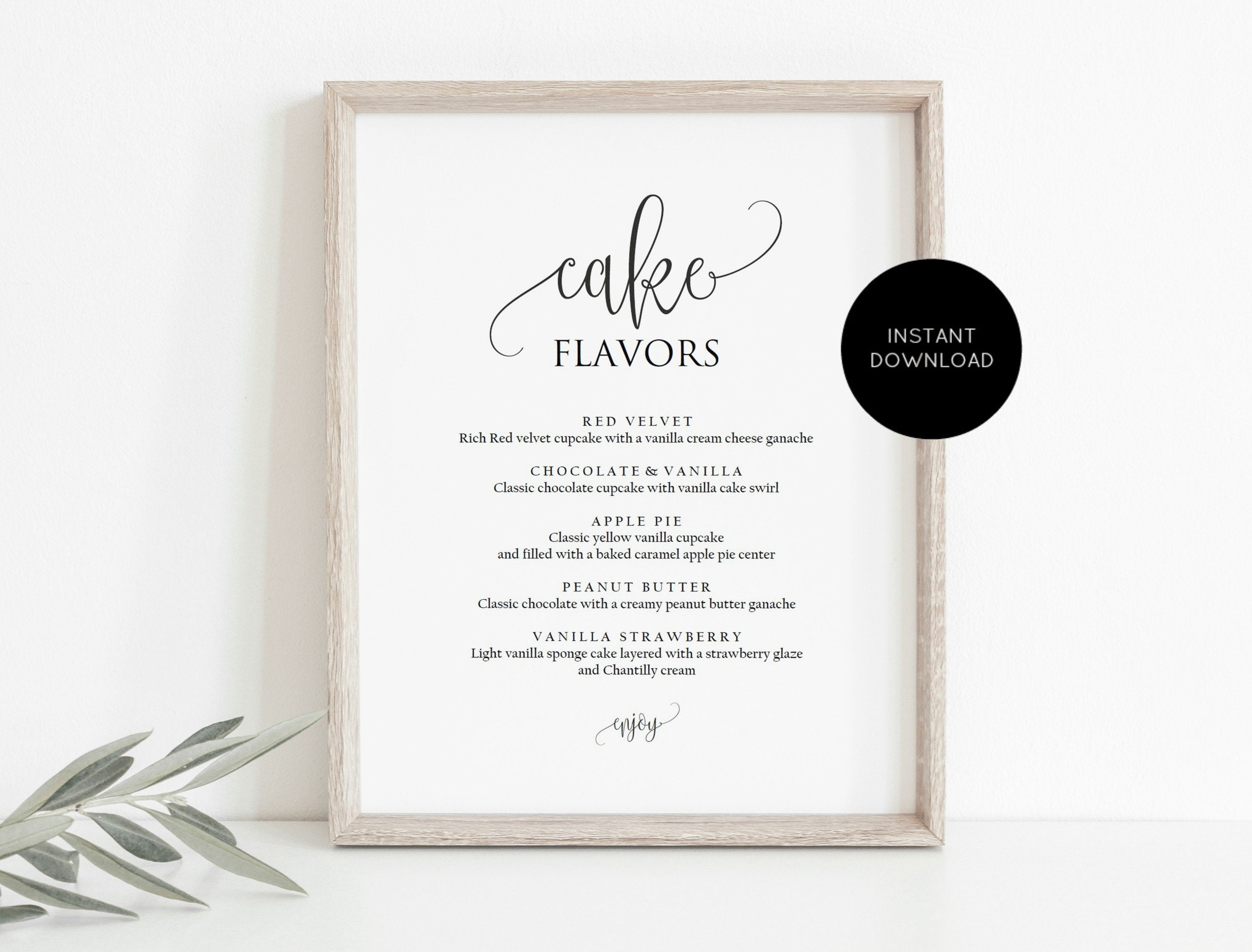 Cake Sign Template Shower Cake Flavor Sign Editable Template Wedding ...