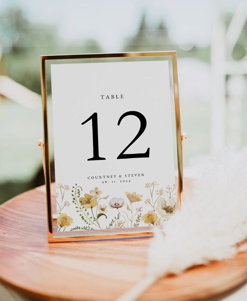 Wildflower Printable Table Numbers Floral Table Numbers 5x7 - Etsy