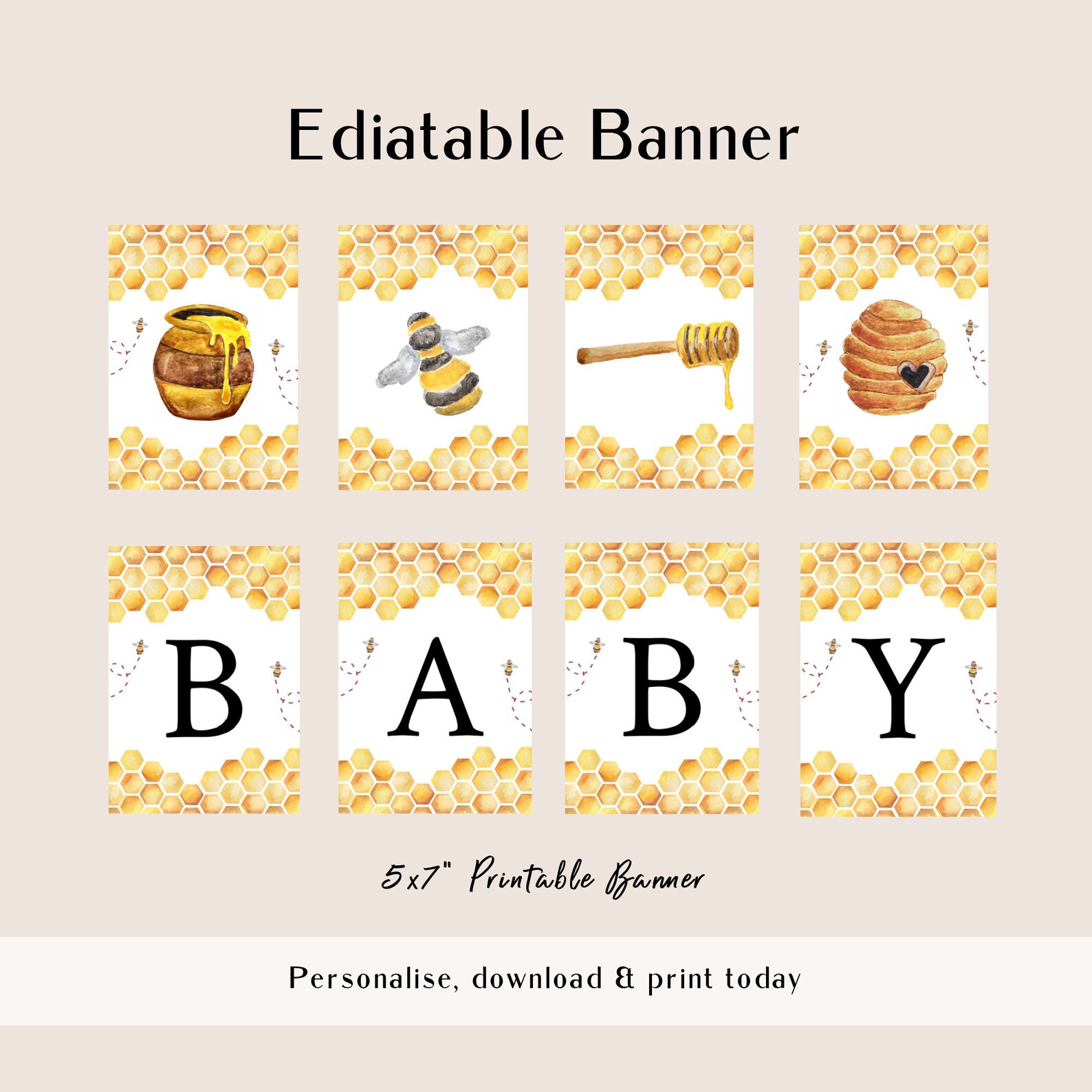 Printable Bee Banner Honey Bee Baby Shower Banner Bee Baby - Etsy