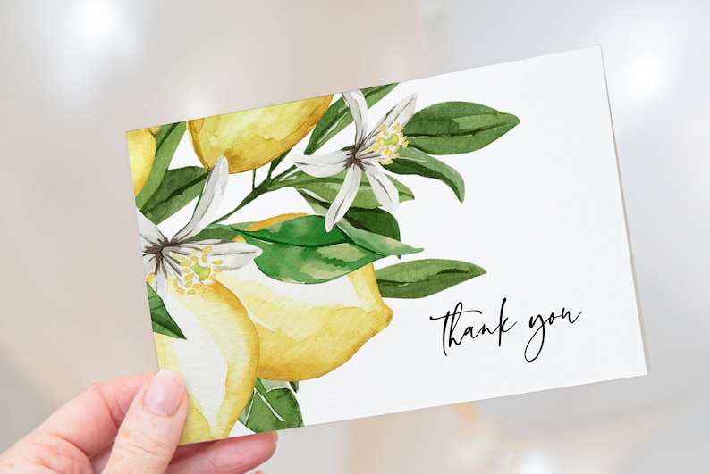 Lemon Thank You Card Printable Templett Thank You Card - Etsy