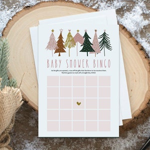 Christmas Baby Bingo, Pink Christmas Baby Shower Game, Printable Bingo ...