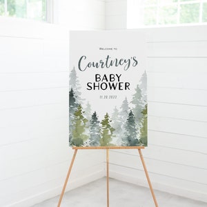 Pine Trees Baby Shower Welcome Sign, Welcome Poster, Pine Trees Welcome ...