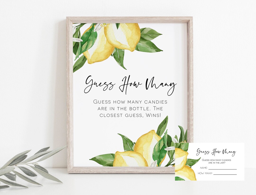 Lemon Candy Guessing Game, Guess How Many Candies, Baby Shower Game ...