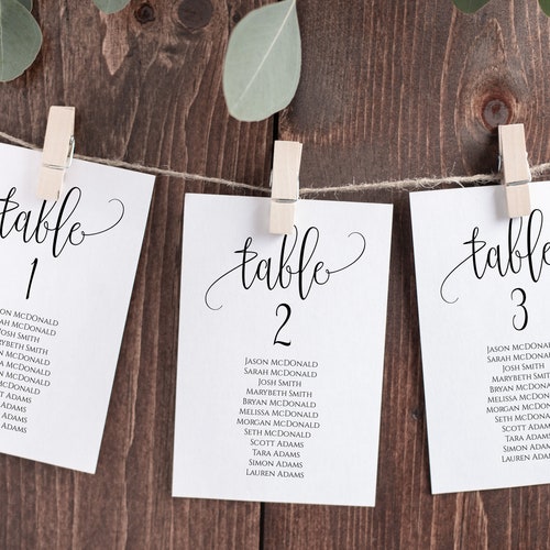 Horizontal Seating Chart Template Wedding Seating Chart - Etsy