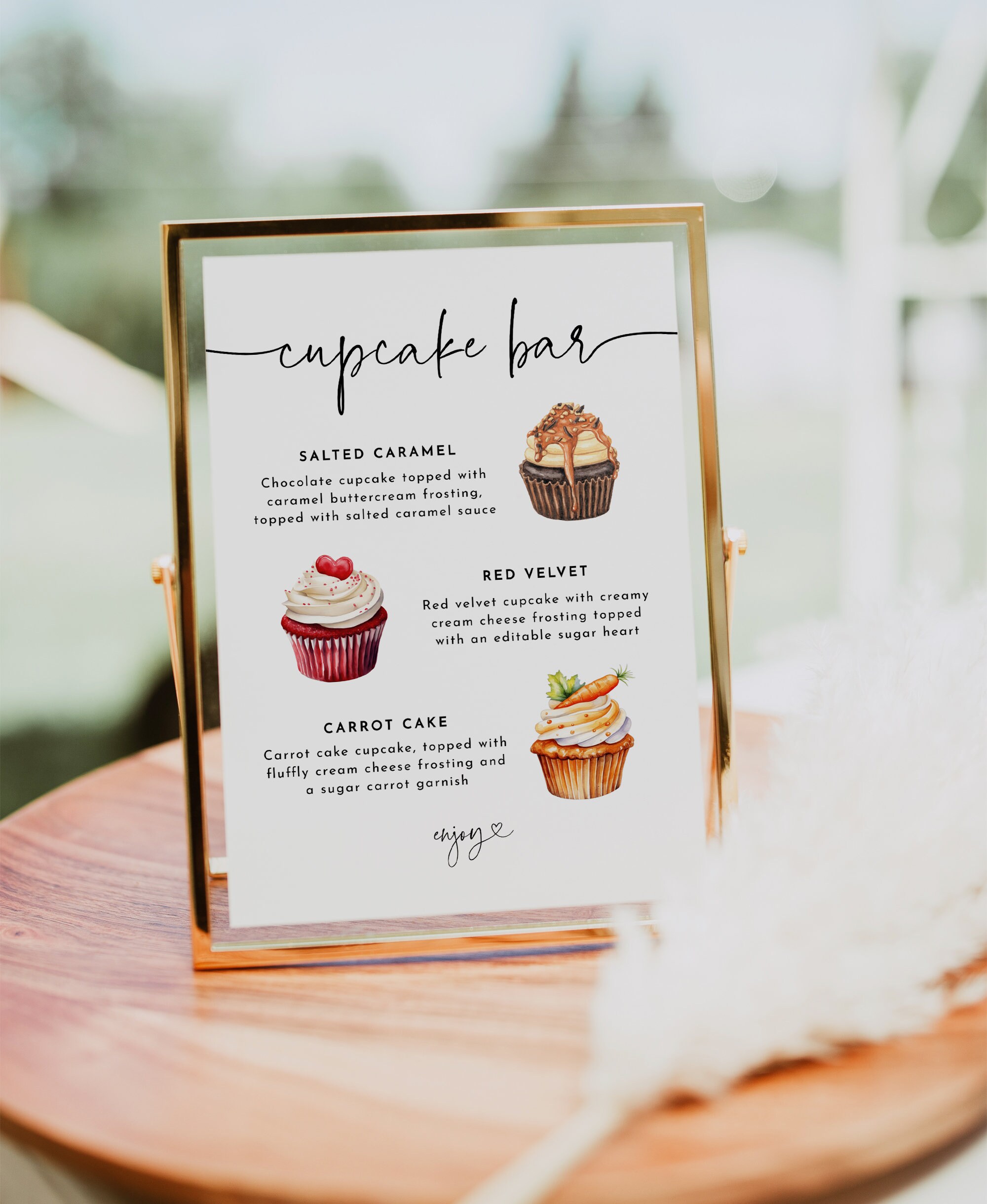 Cupcake Menu Sign, Editable Wedding Cupcake Sign Template, Wedding ...
