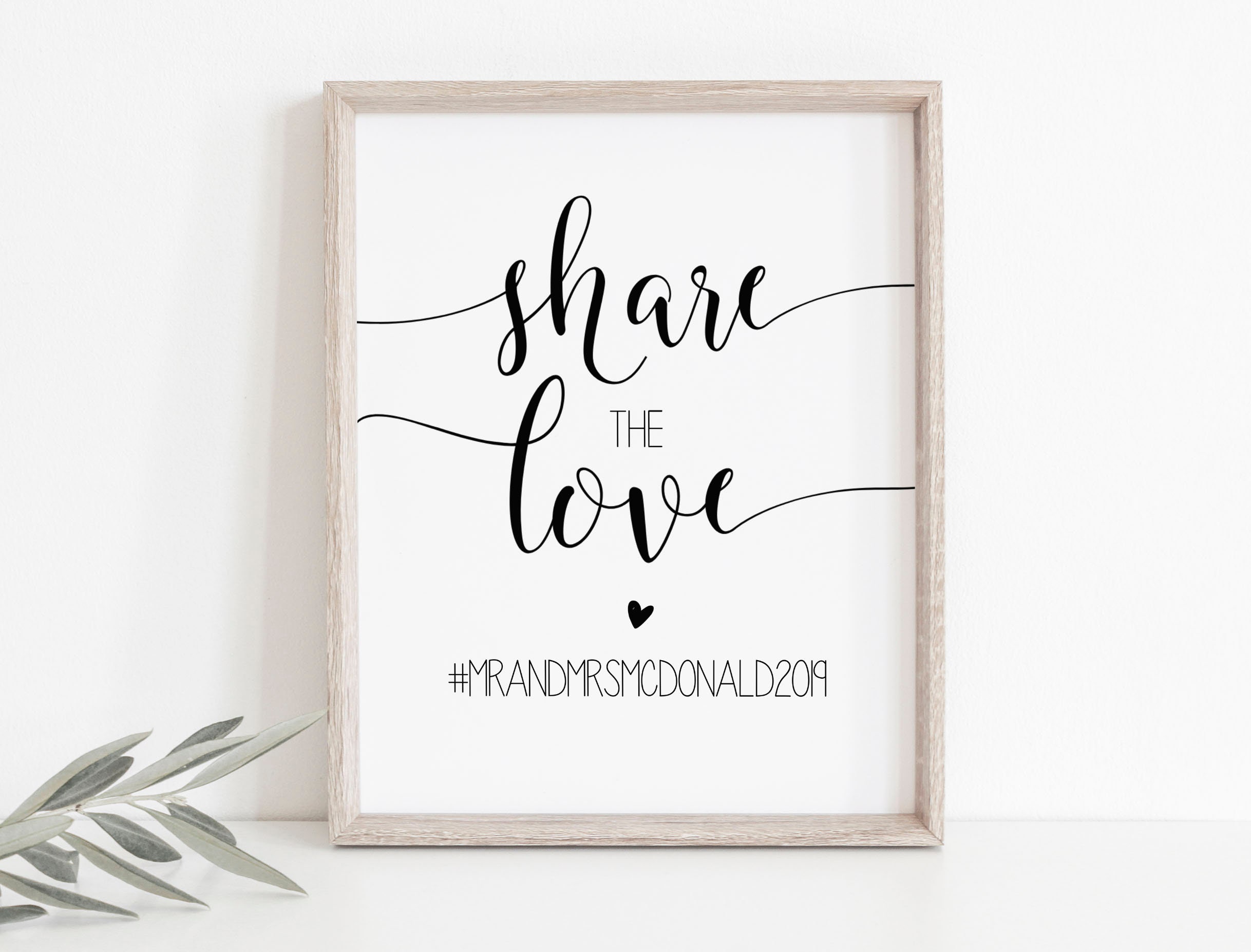 Share the Love Sign Template Wedding Hashtag Sign Wedding | Etsy