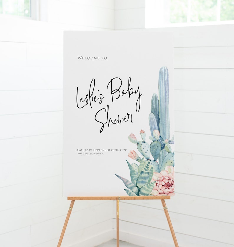 Cactus Welcome Sign, Blush Cactus Welcome Poster, Printable Welcome ...