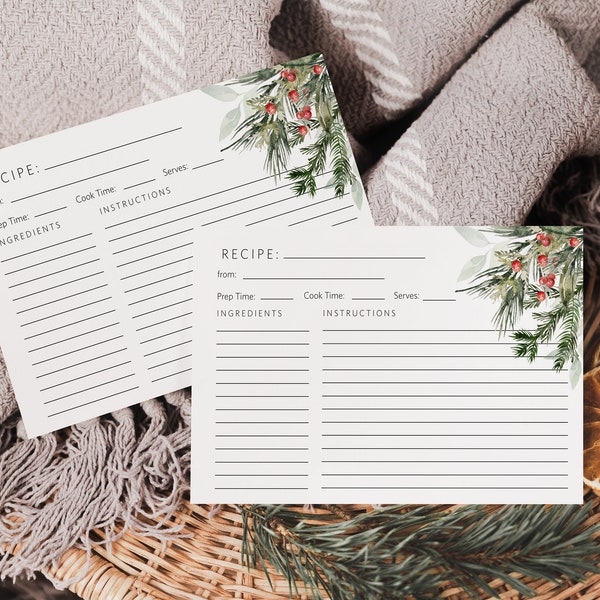 Holiday Recipe Cards - Etsy