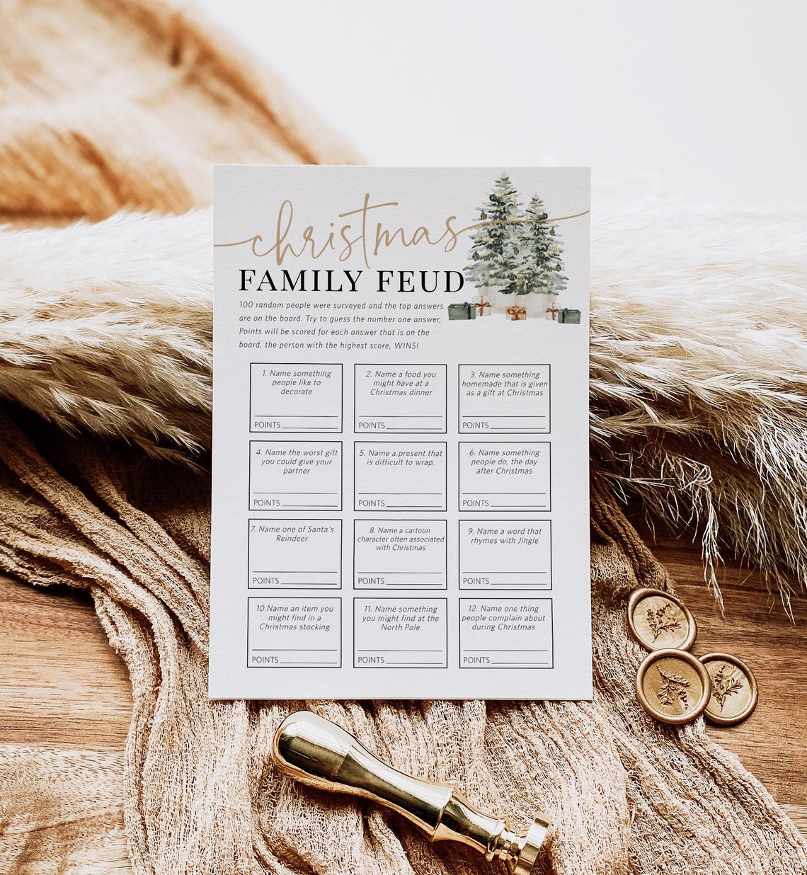 Christmas Family Feud Game, Printable Holiday Game, Editable Family ...