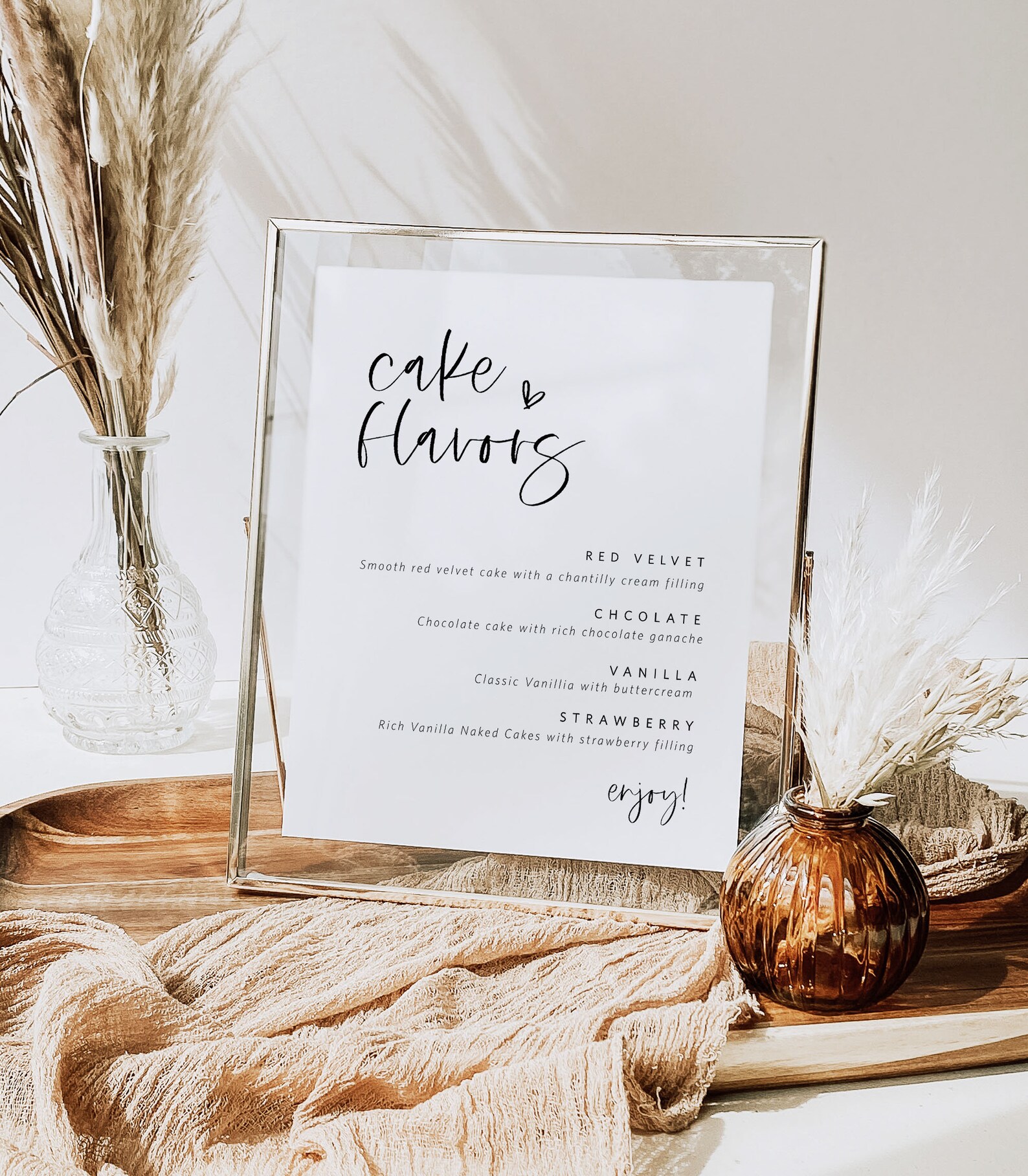 Cake Flavors Sign Printable Caliigraphy Desserts Sign | Etsy