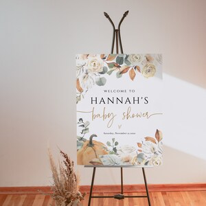 Pumpkin Welcome Sign Poster, Shower Welcome Sign, Fall Welcome Sign ...