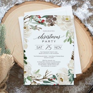 Rustic Christmas Party Invitation, Printable Christmas Invitation ...