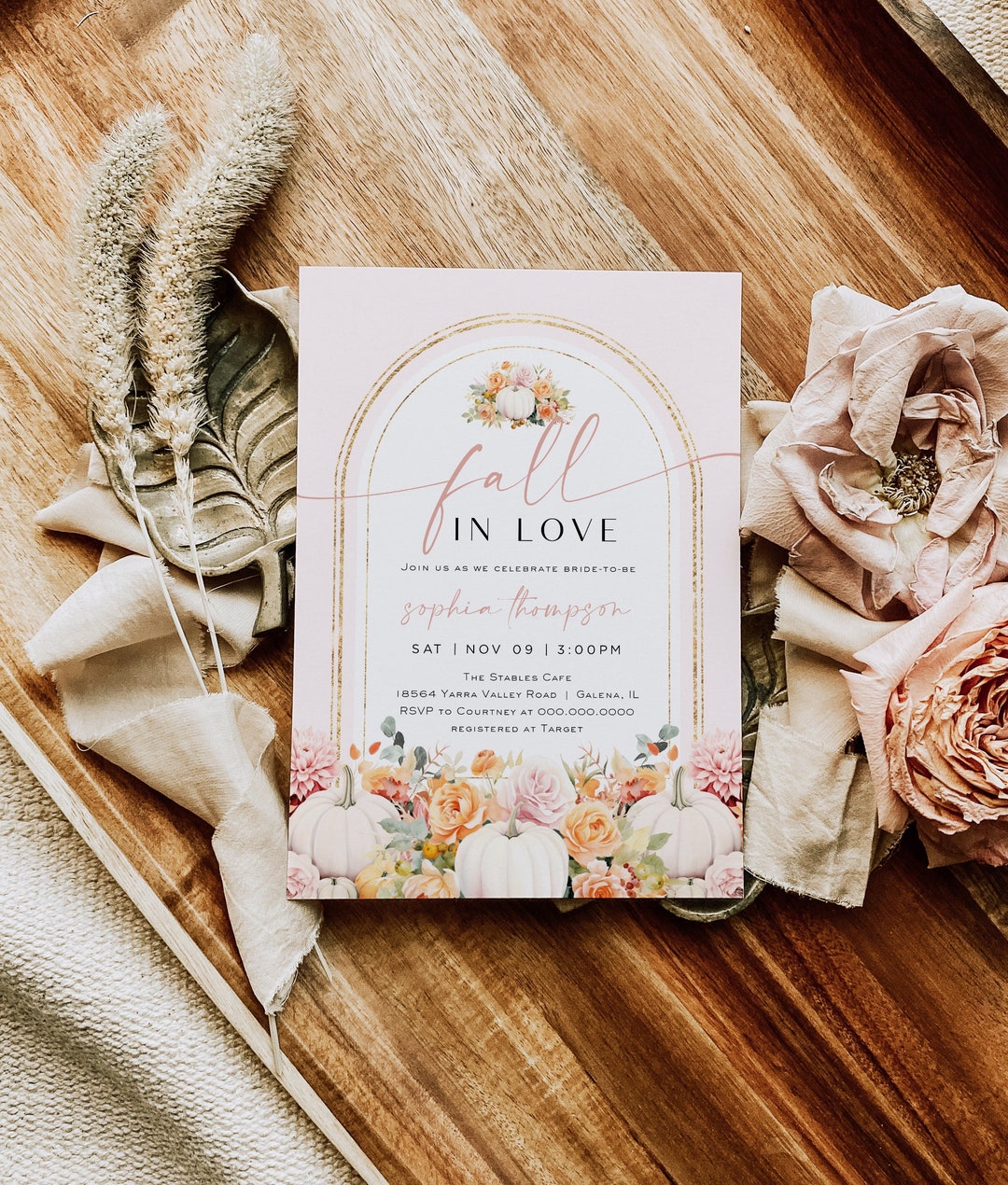 Fall in Love Bridal Shower Invitation, Terracotta Bridal Shower ...