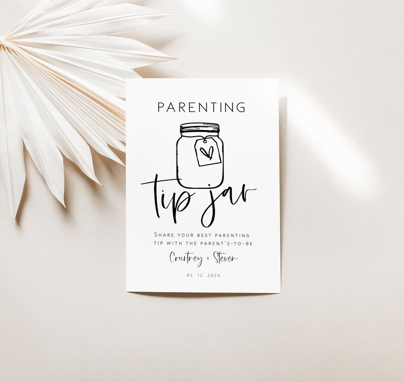 Parenting Tip Jar Sign and Advice Cards Minimalist Parenting - Etsy