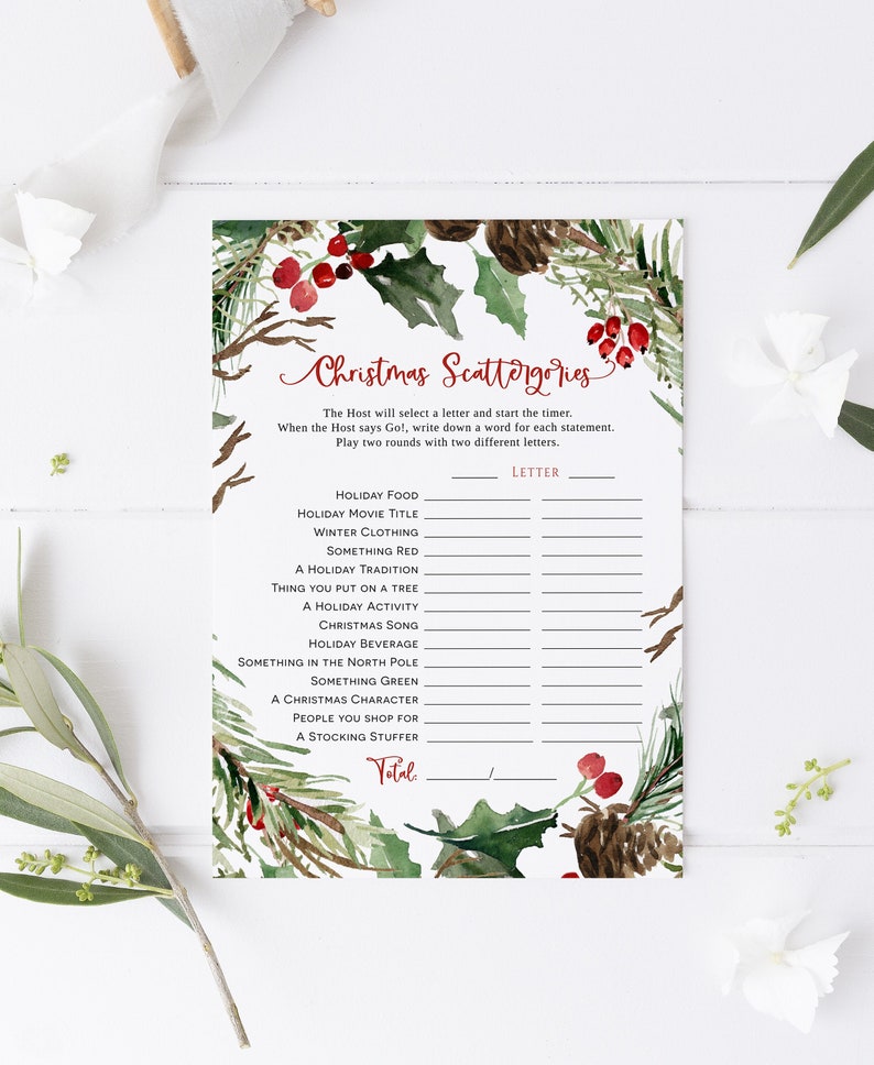 Christmas Scattergories Game, Scattergories Game Card, Holiday Party ...
