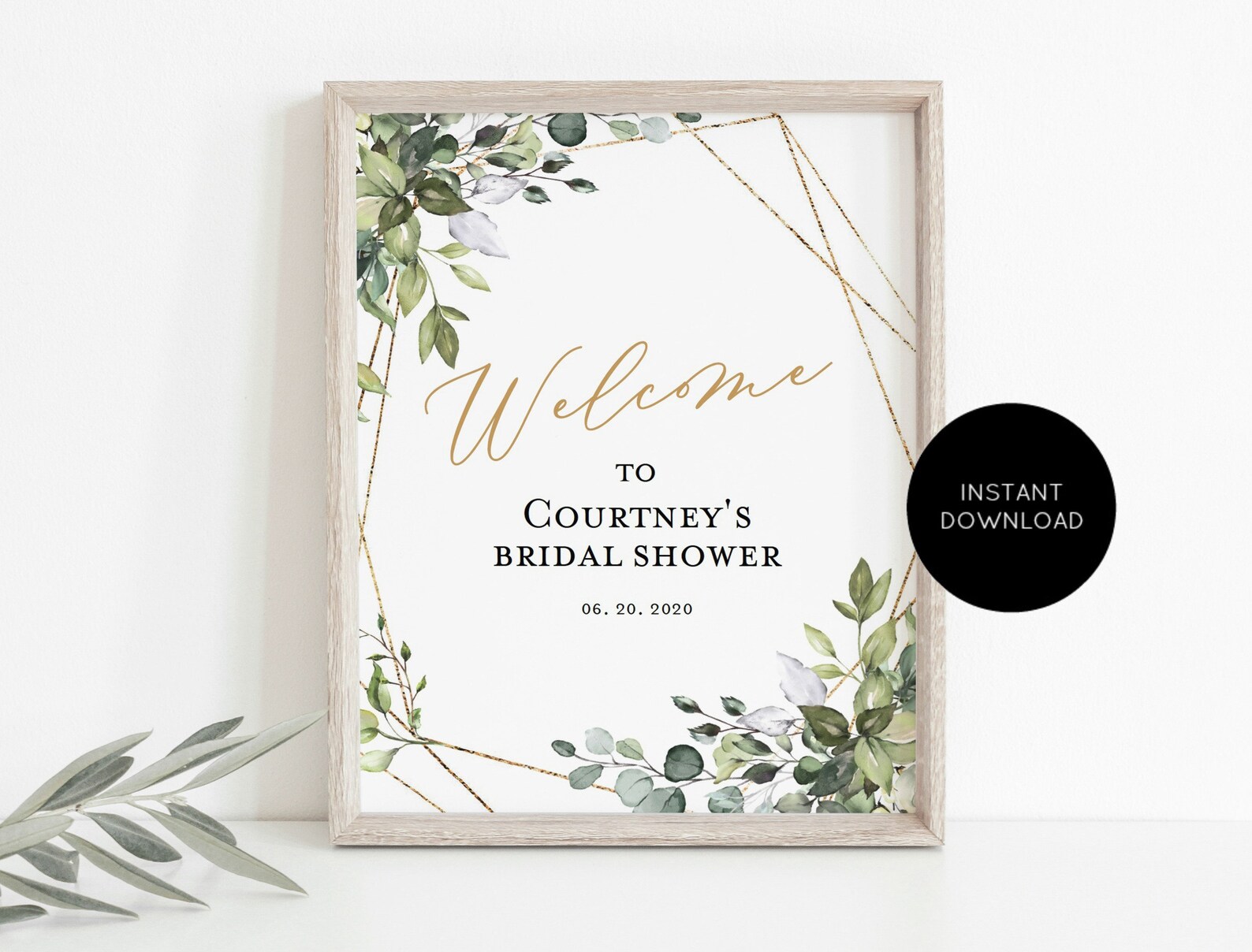 Shower Welcome Sign, Greenery Welcome Poster Template, Bridal Shower ...