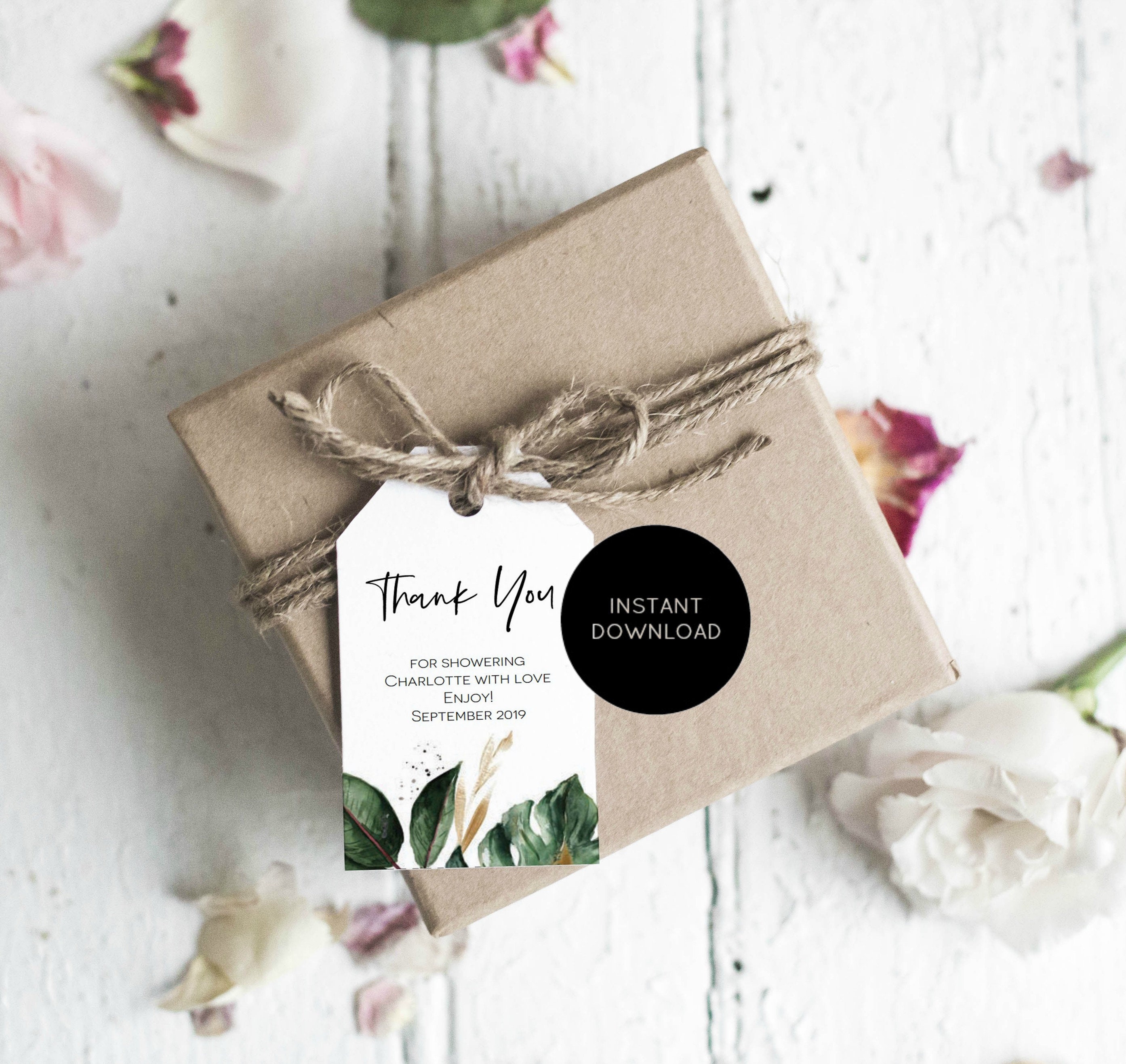 Tropical Thank You Tag, Printable Favor Tag Template, Tropical Favour ...