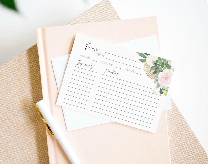 Recipe Card Printable Recipe Card Diy Recipe Card Recipe | Etsy