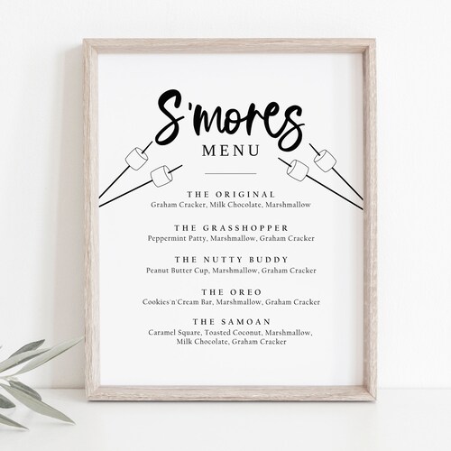 Editable S'more Bar Menu Sign Smore Bar S'mores - Etsy