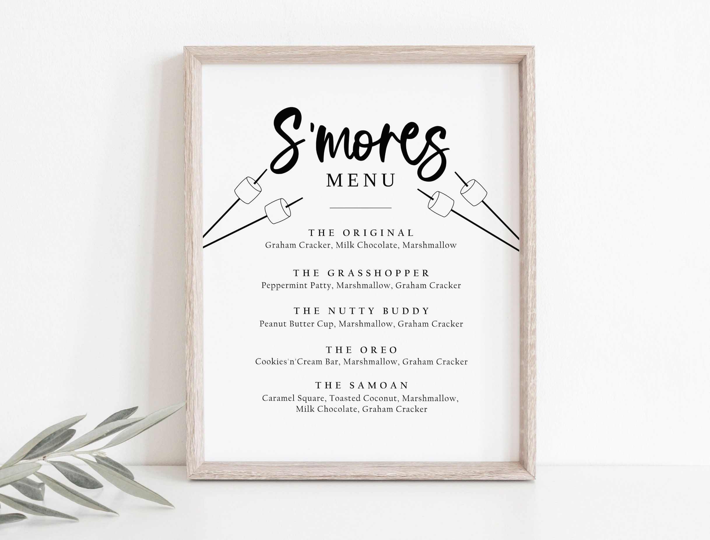 S'mores Menu Sign, Smore Bar Sign, S'more Station, Summer Wedding ...