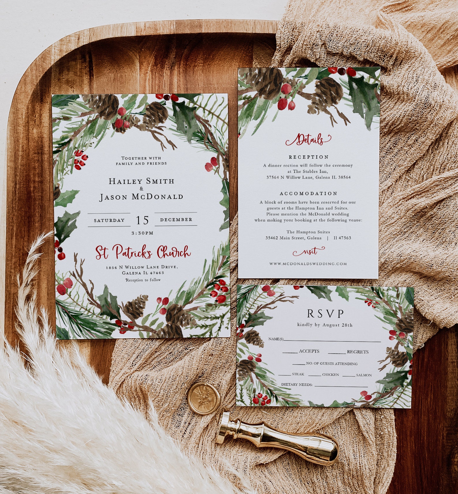 Christmas Wedding Invitation Template Wedding Invitation - Etsy