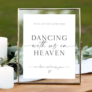 Wedding Memorial Sign, Dancing With Us in Heaven, Memory Table Sign, in ...