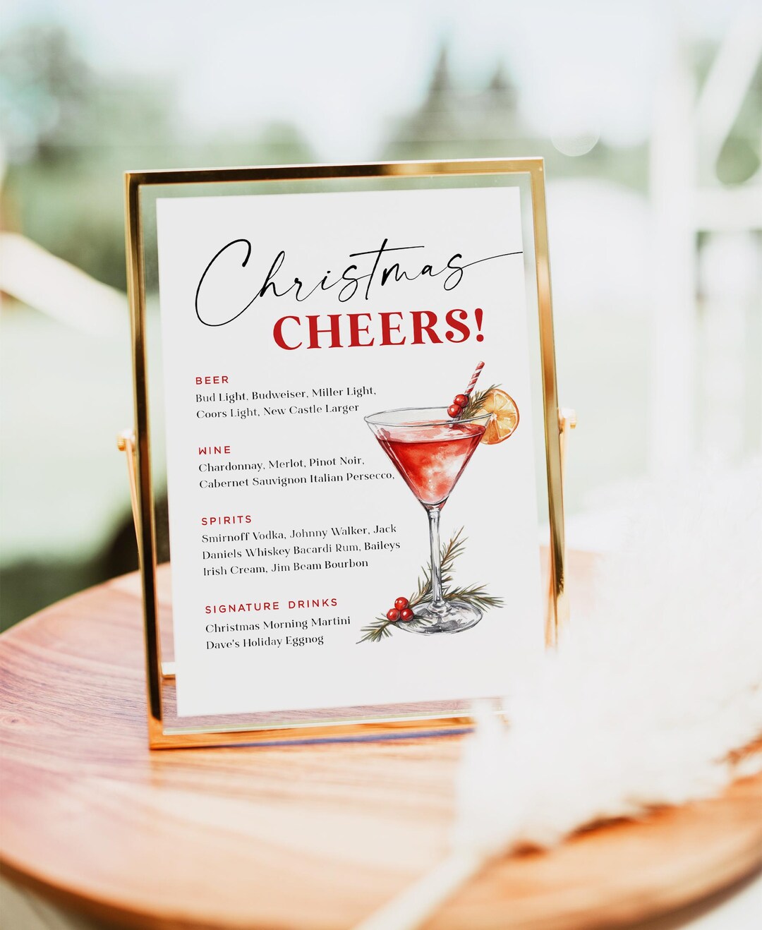 Christmas Bar Menu, Christmas Cheers Bar Sign, Editable Holiday Bar ...