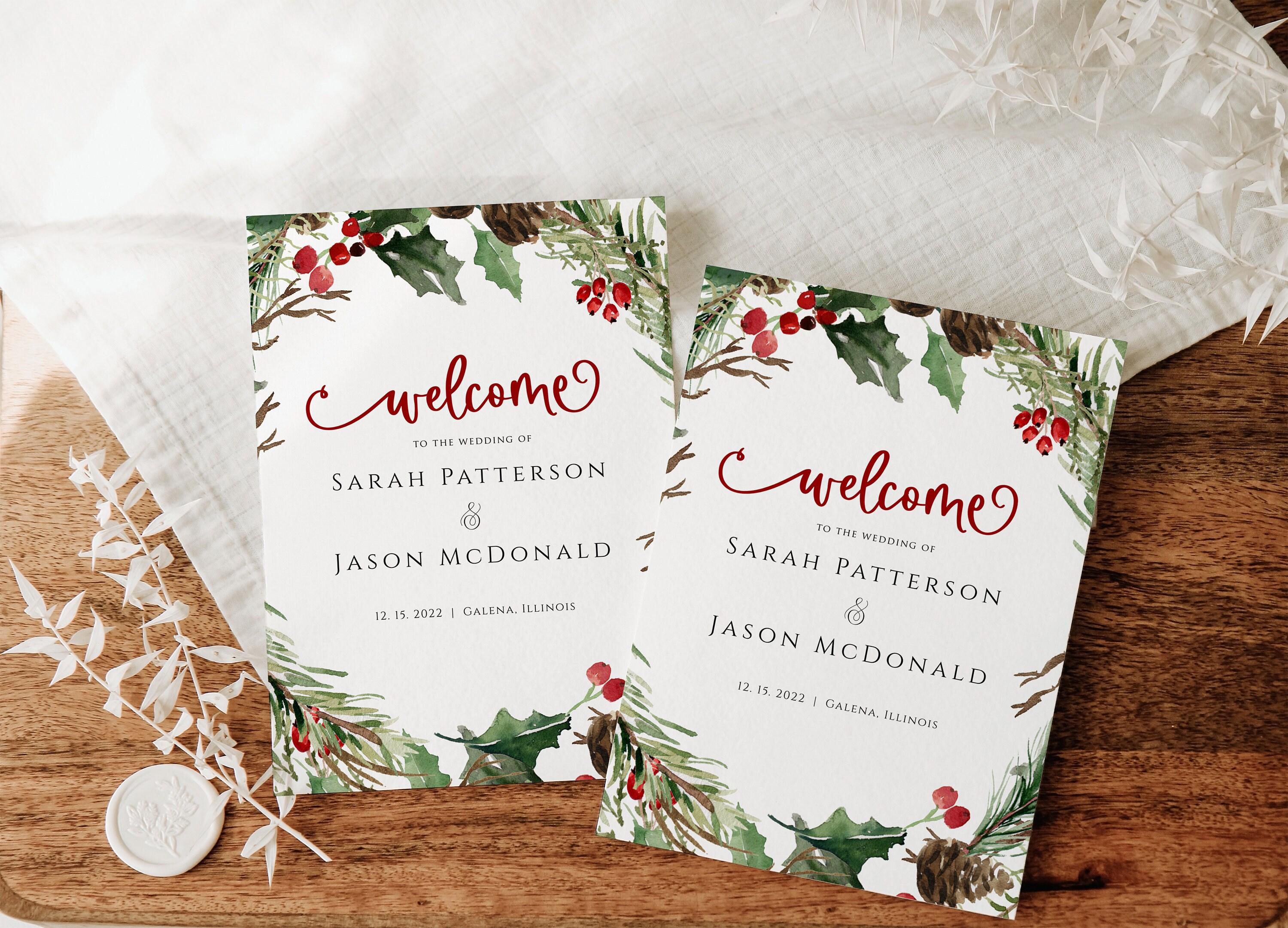 Christmas Wedding Program Template Wedding Program Printable - Etsy