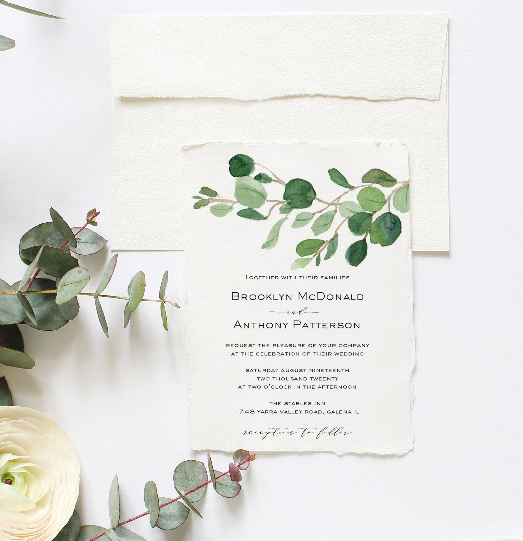 Greenery Wedding Invitation Wedding Invitation Template | Etsy