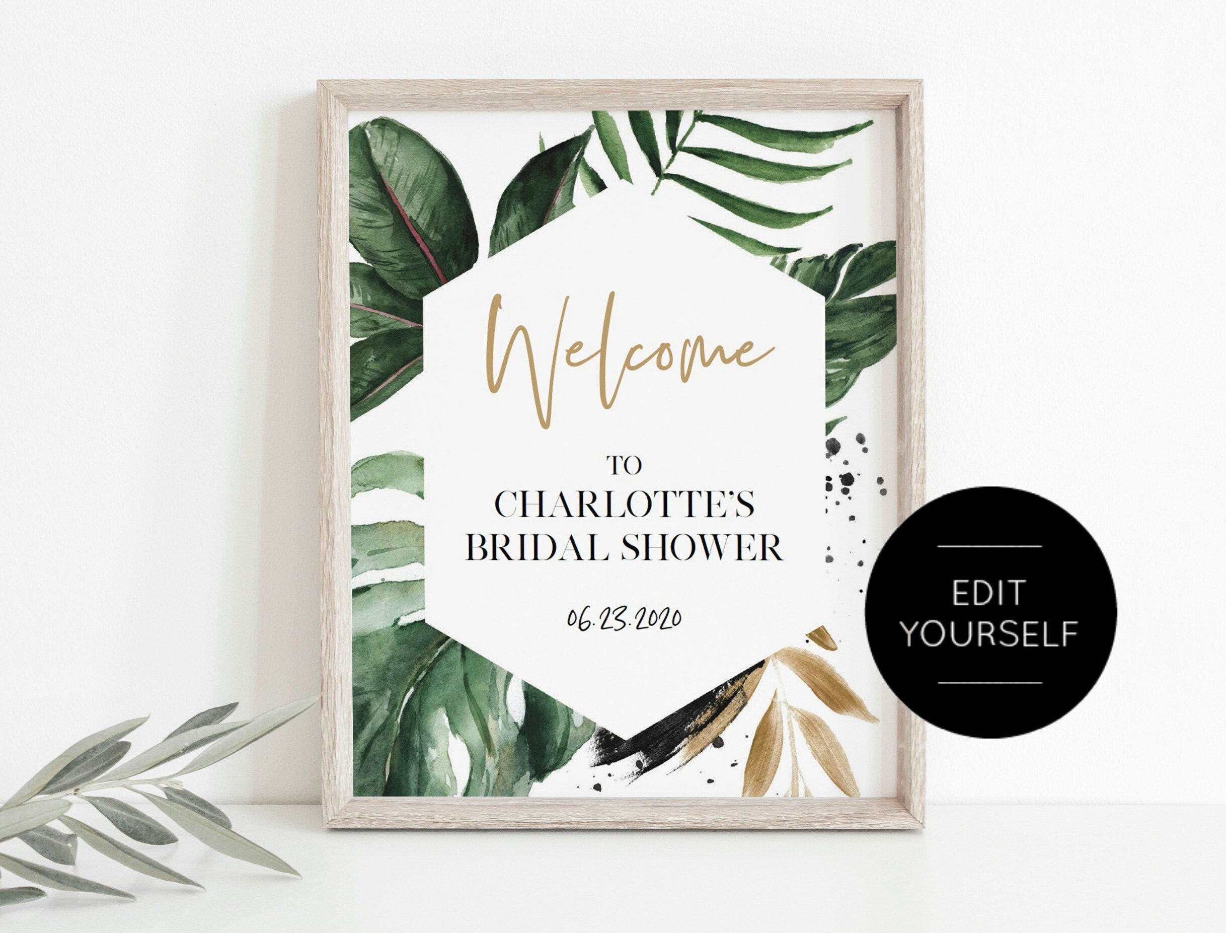 Shower Welcome Sign Tropical Welcome Poster Template Baby | Etsy