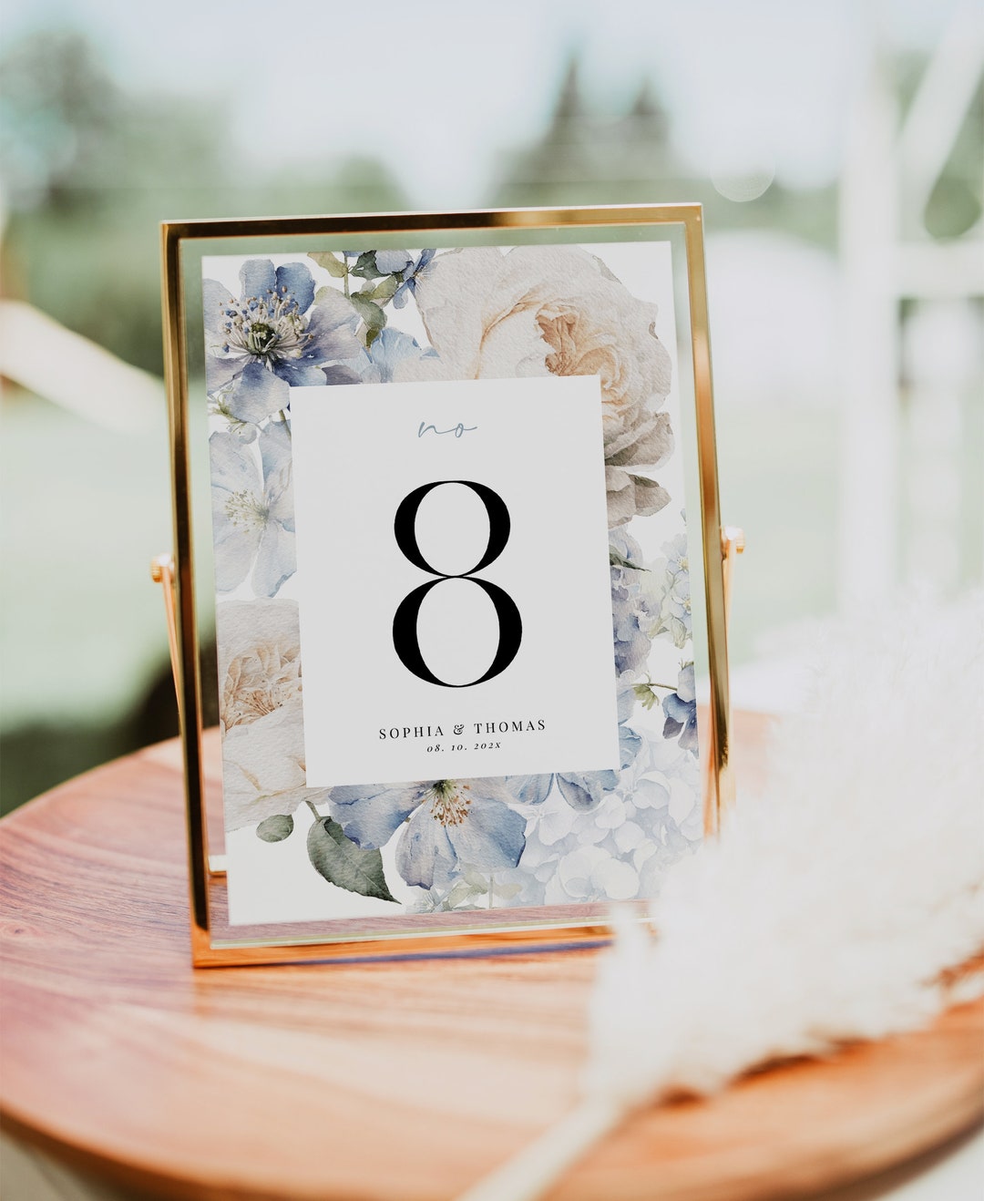 Blue Floral Wedding Table Numbers, Navy Table Numbers, Templett Table ...