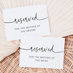 Reserved Chair Signs, Minimalist Wedding Reserved Card, Reserved Seat ...