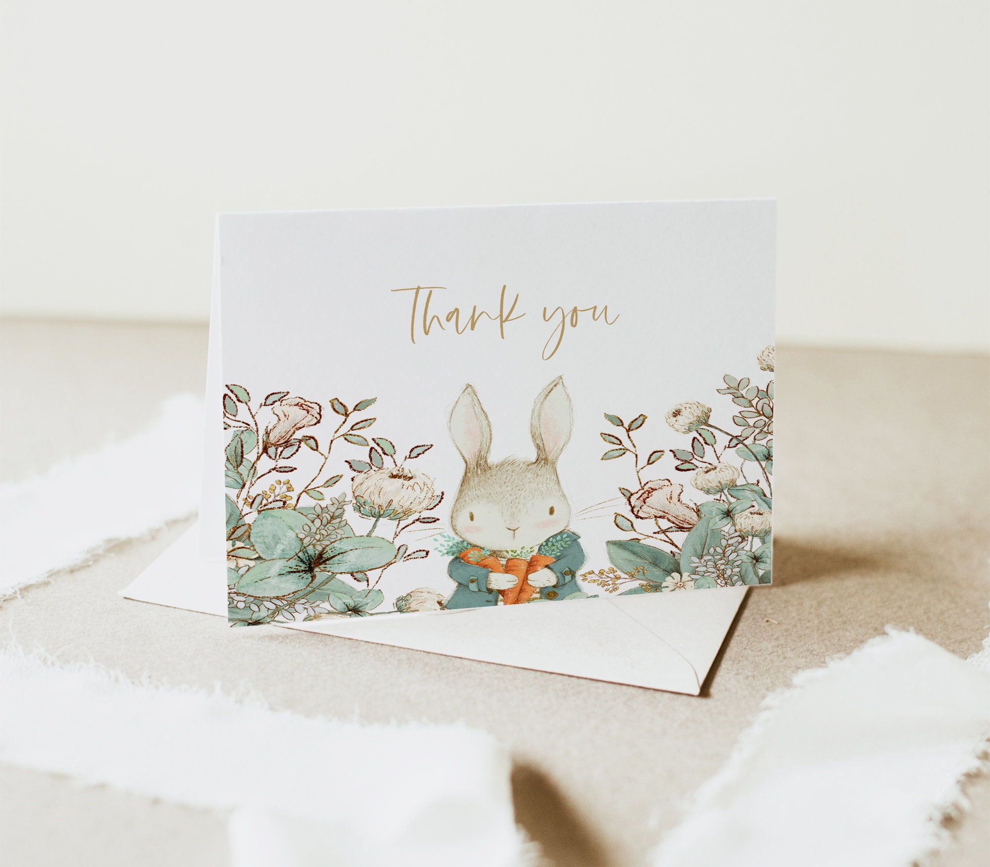 Bunny Thank You Card Rabbit Thank You Card Instant Download | Etsy