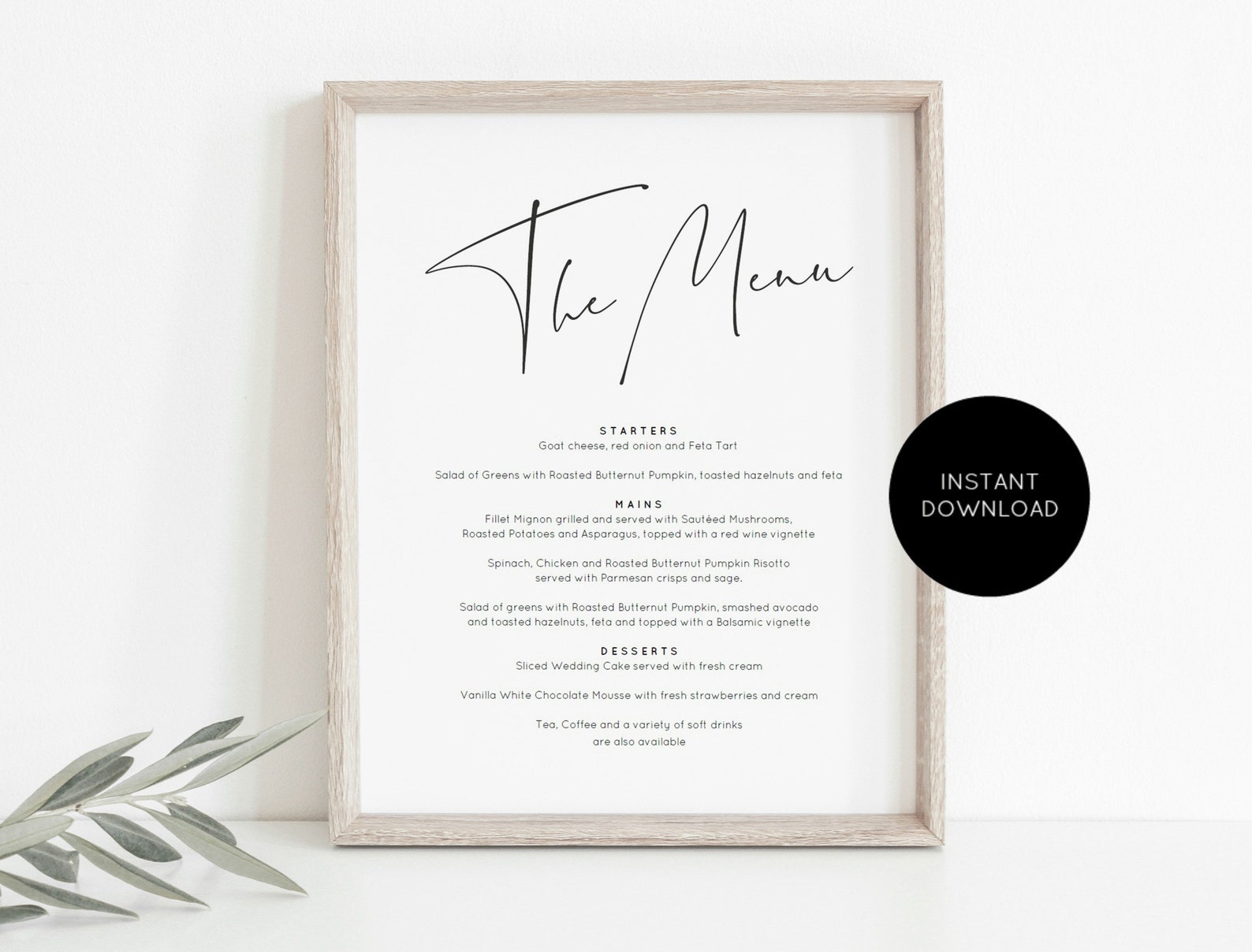 Wedding Menu Sign Printable Wedding Menu Poster Wedding Menu - Etsy