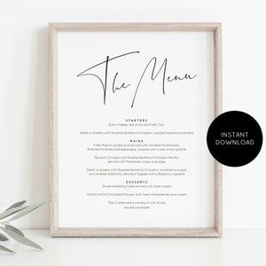 Wedding Menu Sign, Printable Wedding Menu Poster, Wedding Menu Board ...