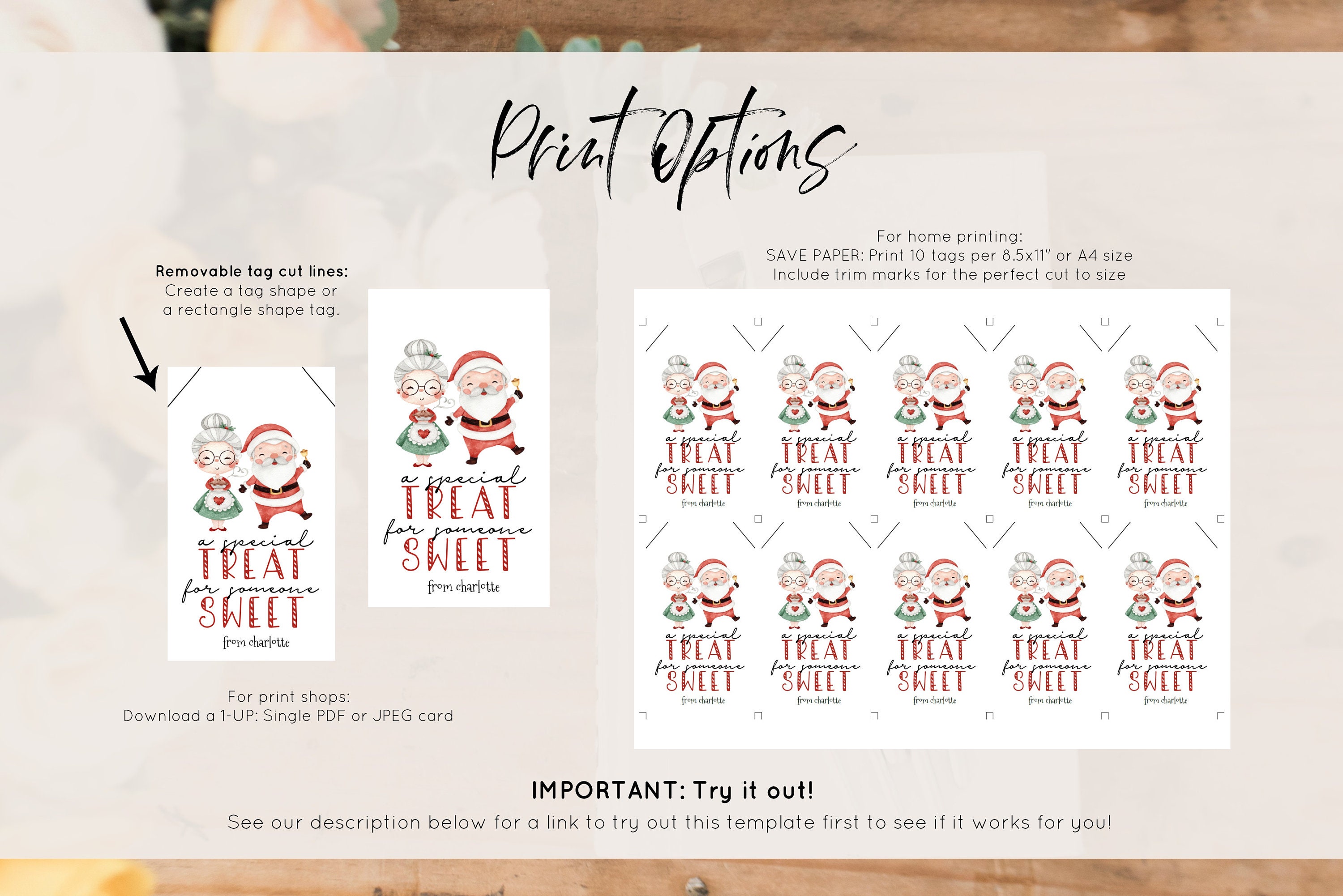 Christmas Gift Tag Santa Claus Printable Tag Editable - Etsy