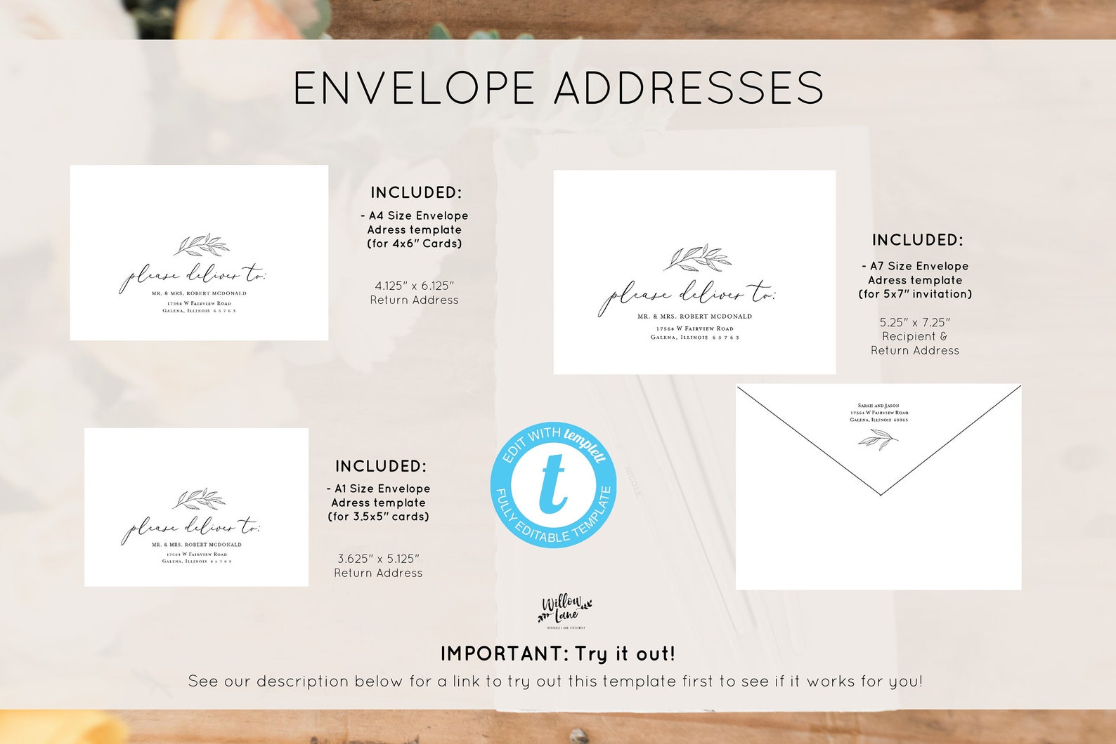 Wedding Envelope Template Address Printable Envelope Address - Etsy
