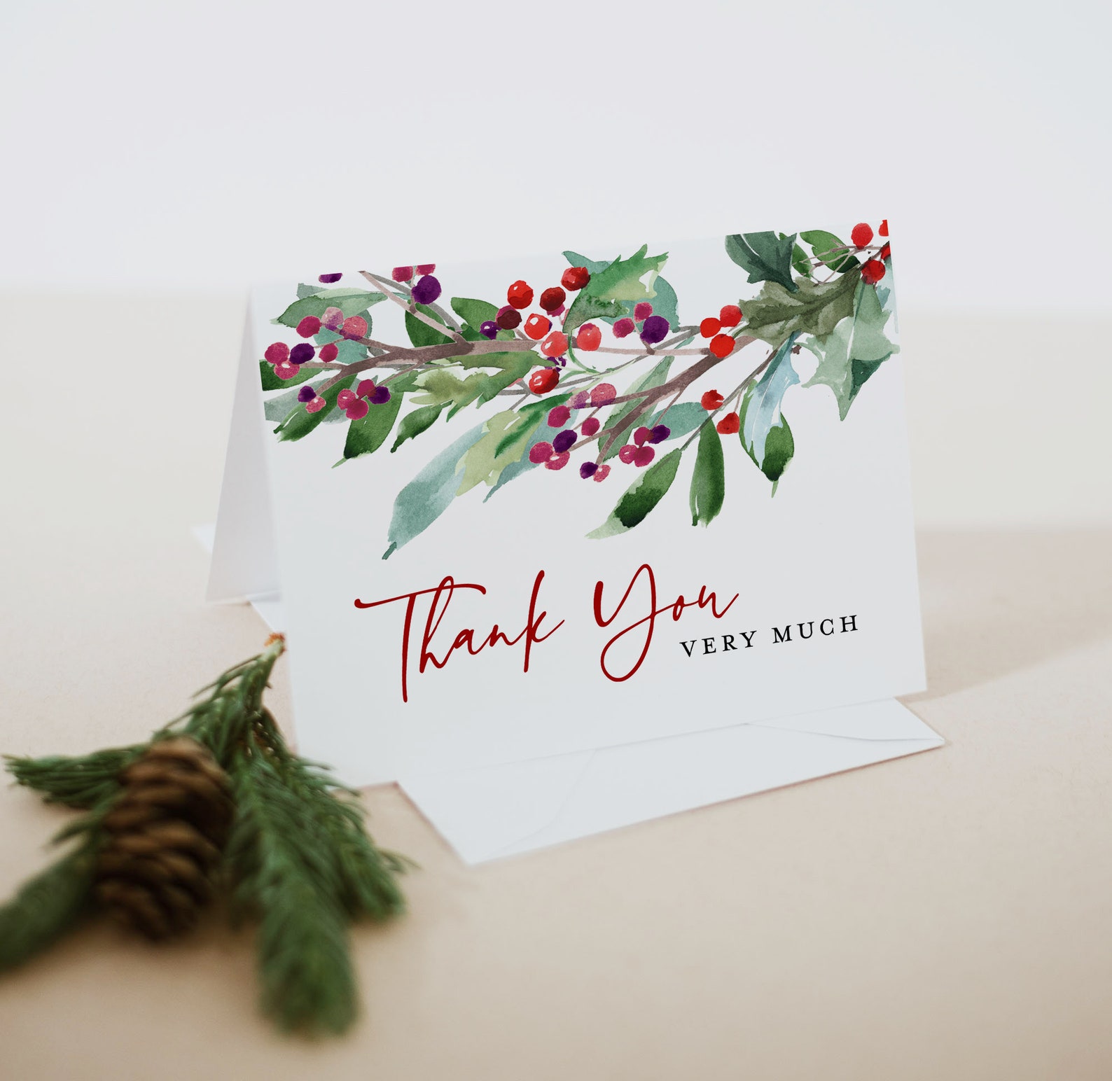 Christmas Thank You Card Template Thank You Card Printable - Etsy