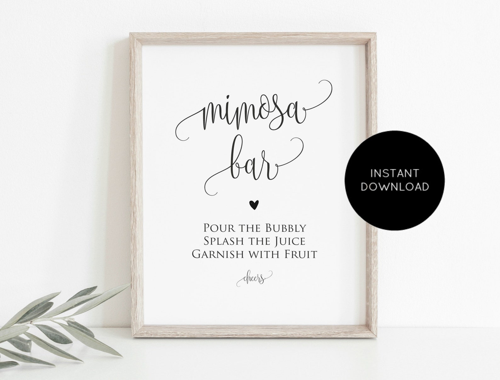 Mimosa Bar Sign Script Mimosa Sign Template Printable Mimosa - Etsy