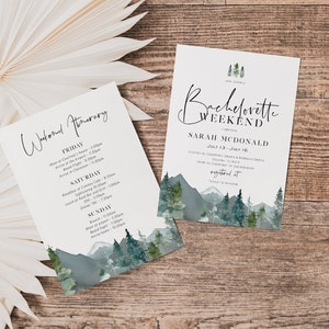 Mountain Bachelorette Weekend Invitation, Bridal Shower Invitation ...