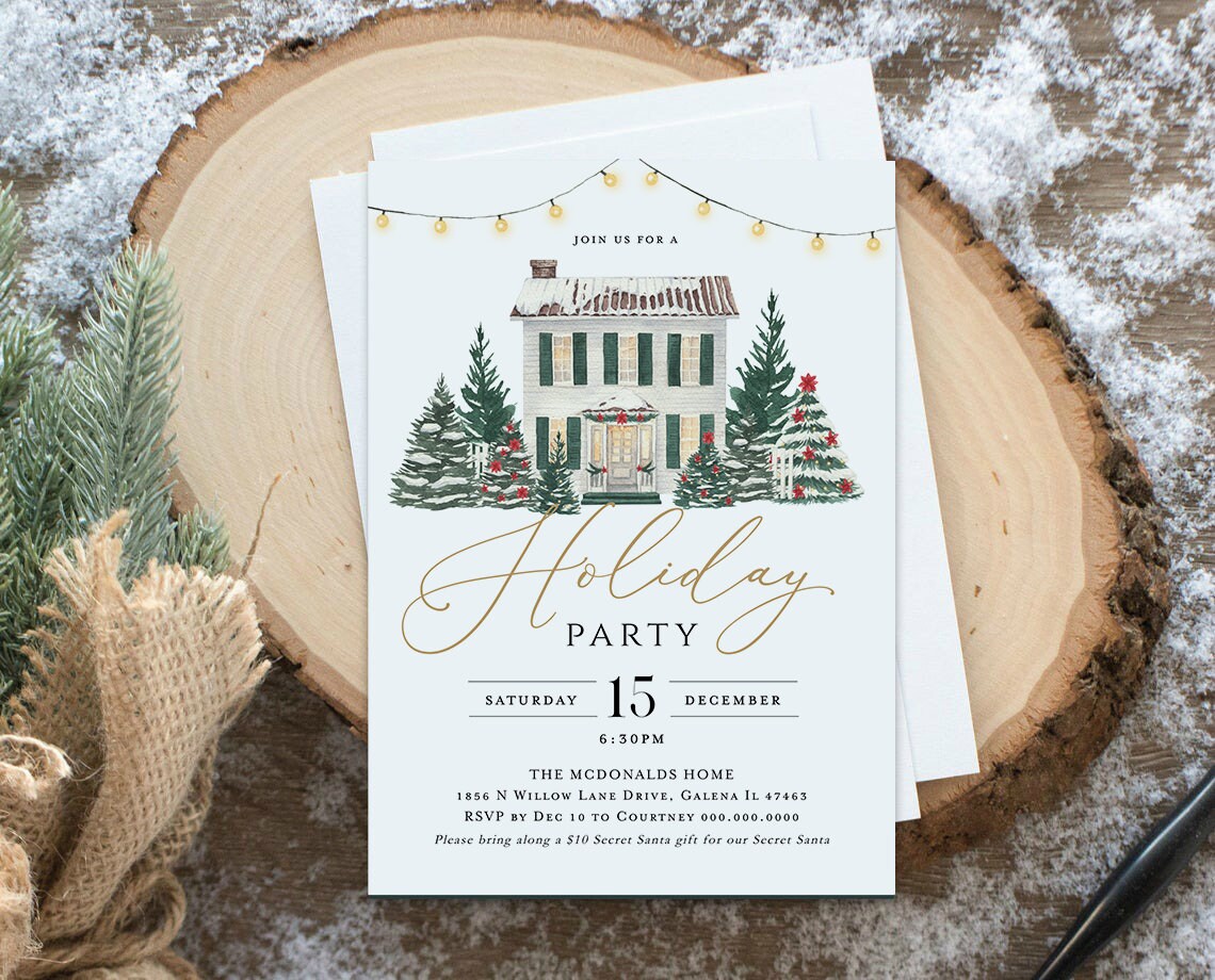 Christmas Party Invitation Rustic Christmas House Party - Etsy