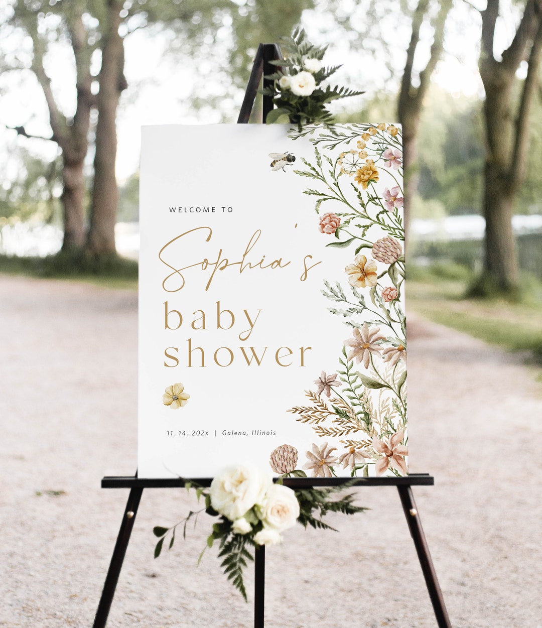 Wildflower Welcome Sign Poster, Shower Welcome Sign, Floral Welcome ...