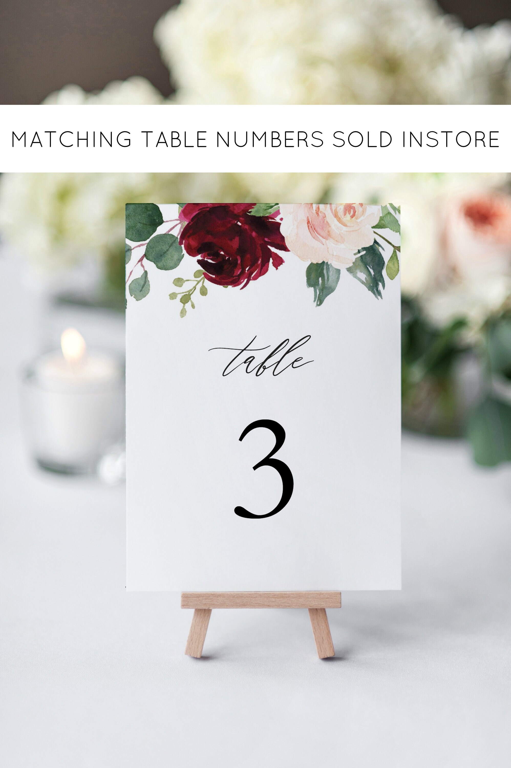 Burgundy Plac Card Template Printable Place Card Burgundy | Etsy